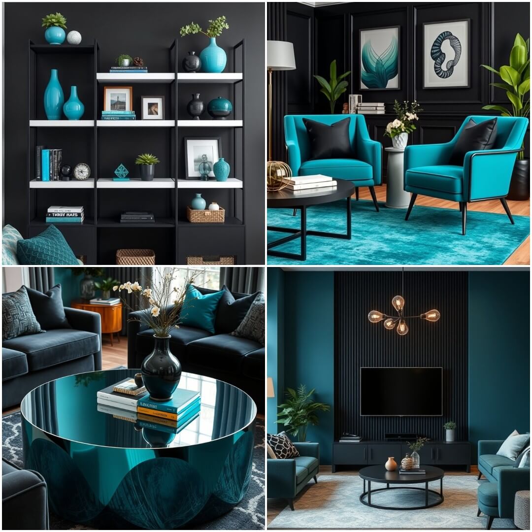 How To Style A Black and Teal Living Room: 20 Inspiring Ideas