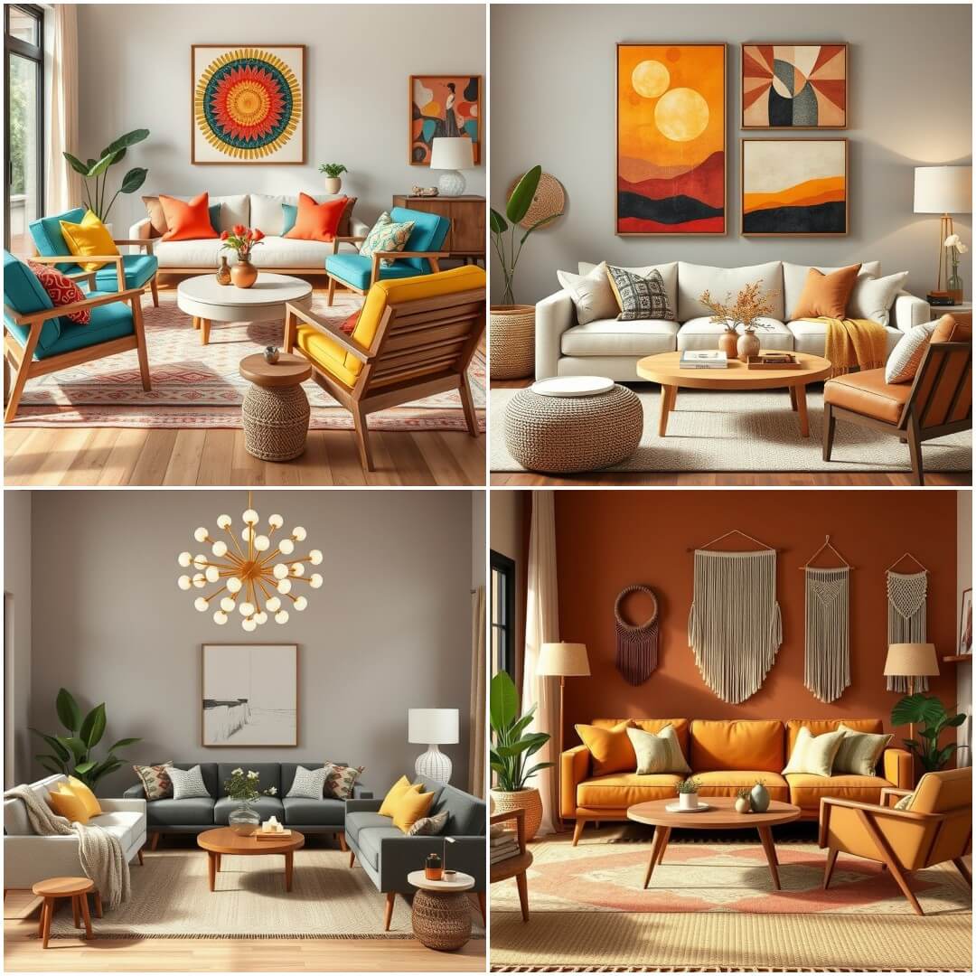 20 Mid Century Boho Living Room Styles for A Relaxed Vibe