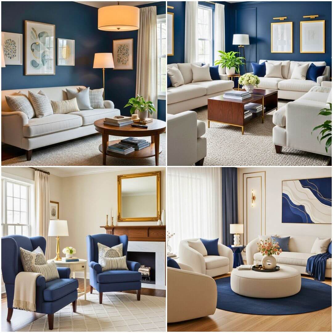 25 Navy and Cream Living Room Ideas for Timeless, Elegant Style
