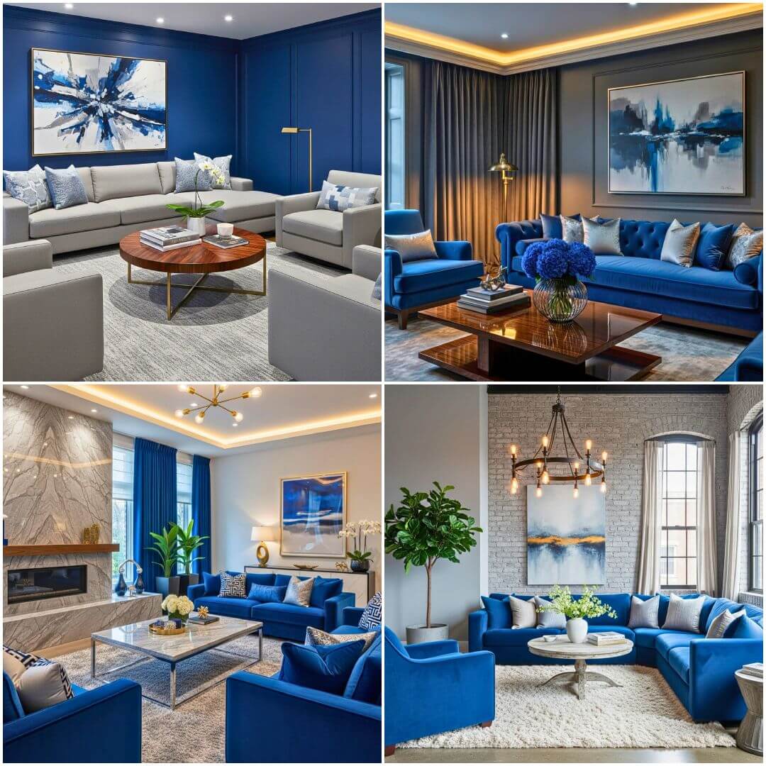 25 Royal Blue and Grey Living Room Ideas for Luxe Comfort